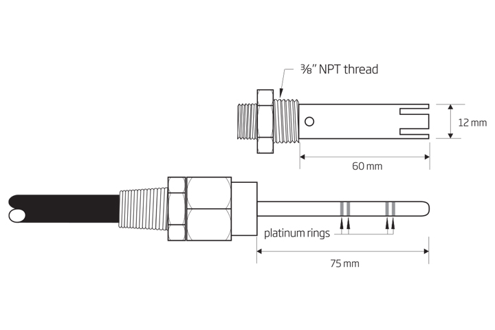 In-line Conductivity Probe with Pt100 Sensor, 3m Cable - HI7639-3m (9. ...
